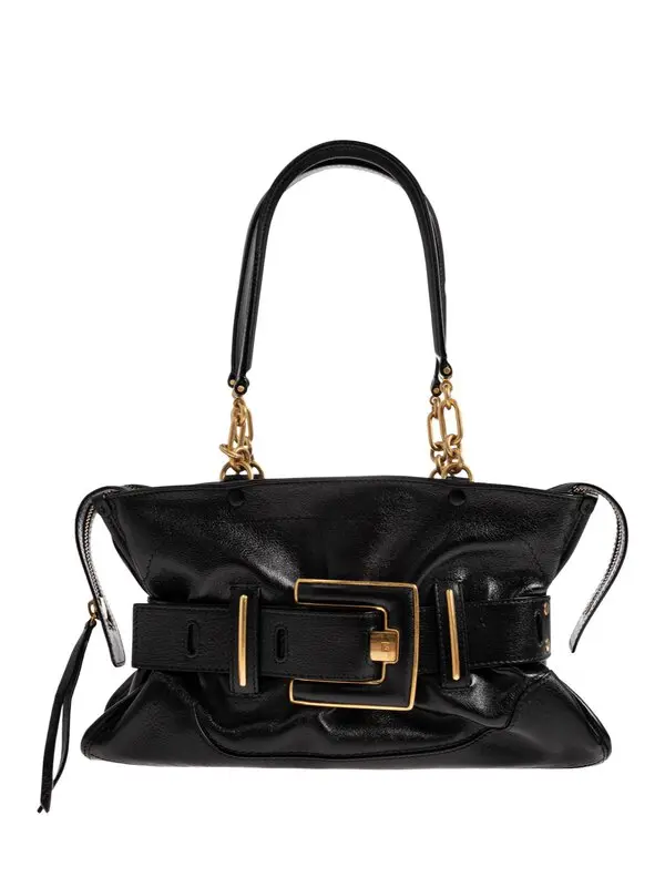 Balmain Anthem Buckled Shoulder Bag - Black