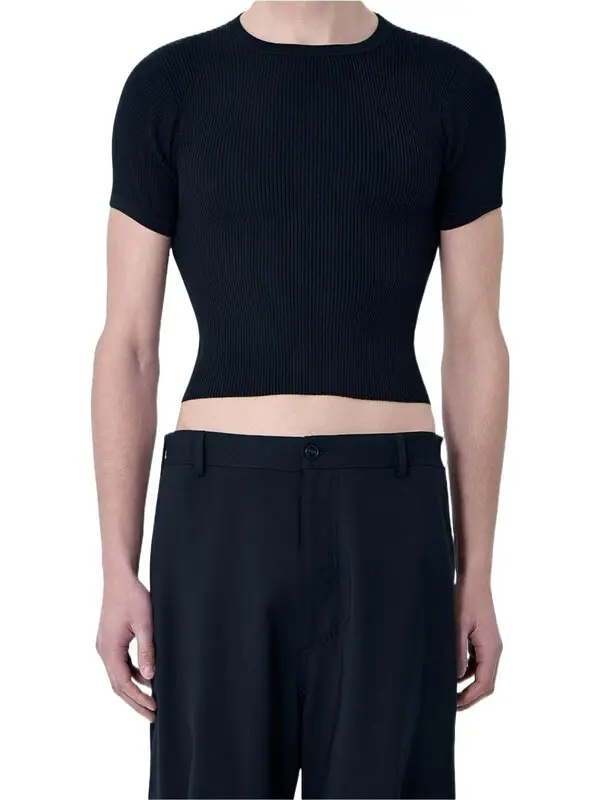 RIER Short-sleeved Ribbed T-shirt - Black