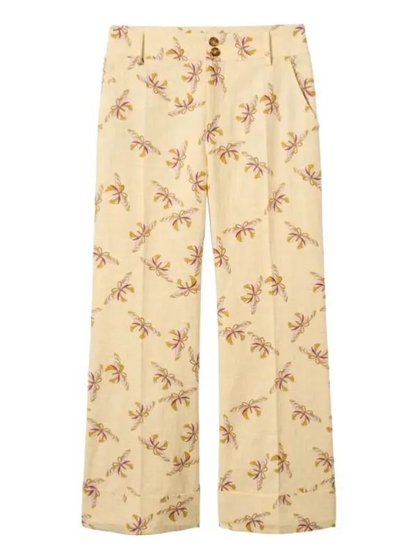 La DoubleJ Hendrix Floral-print High-waisted Trousers - Nude