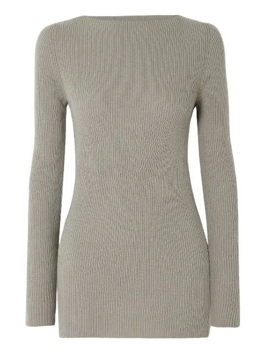 Rick Owens Cut-out Ribbed Jumper - Gray