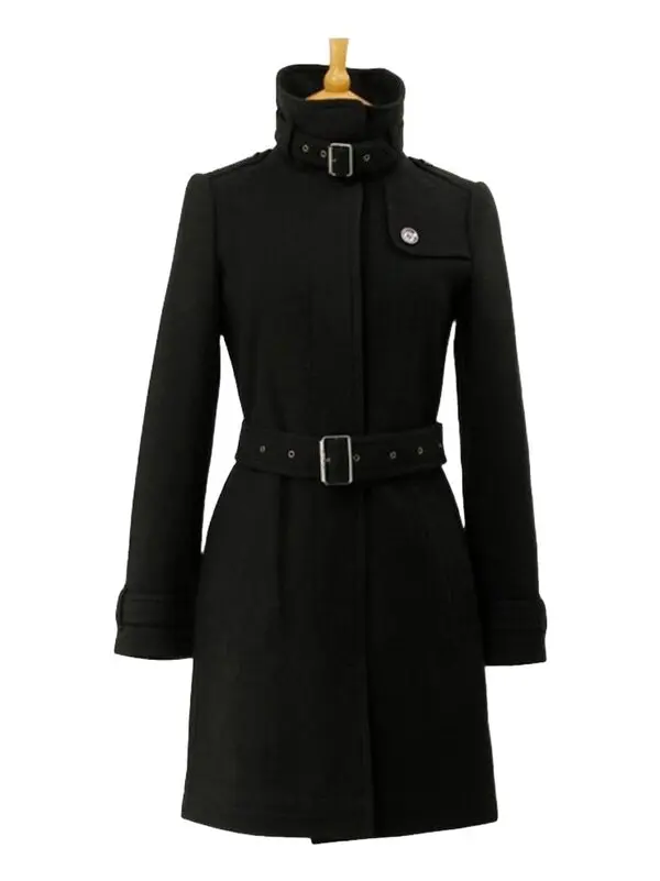 Burberry High Neck Tie Detail Trench Coat - Black