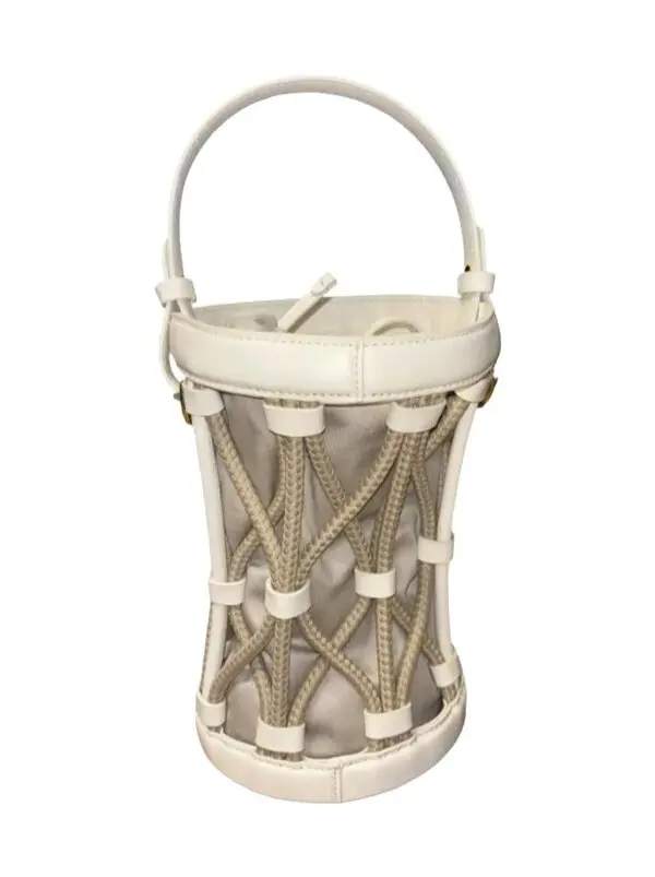 COCCINELLE Logo Stamp Drawstring Tote Bag - White Pearl