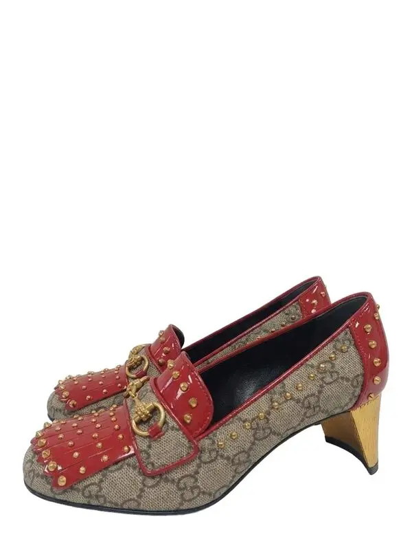 Gucci Horsebit Embellished High-heeled Loafers - Brown