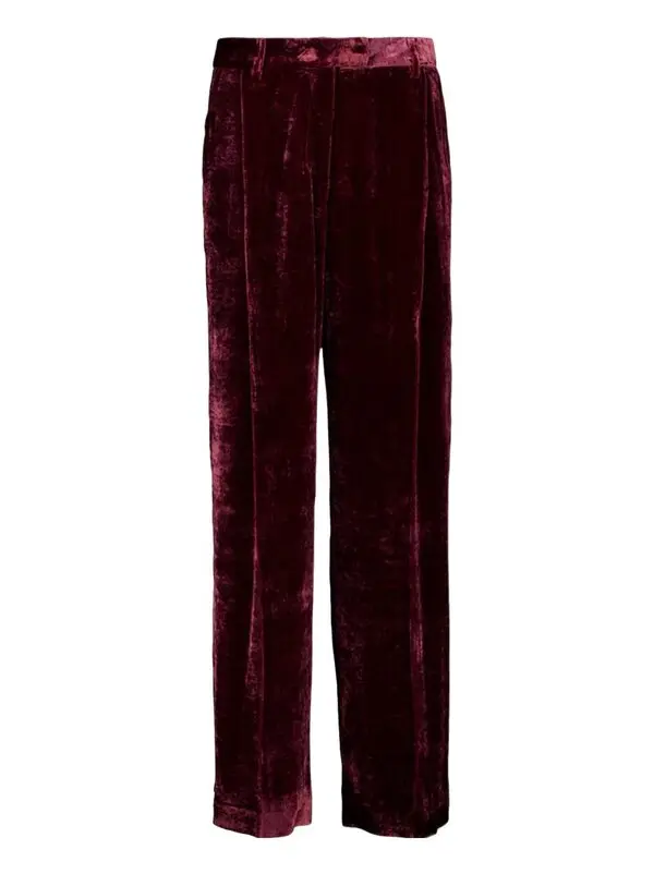 La DoubleJ Velvet Pleated Trousers - Brown