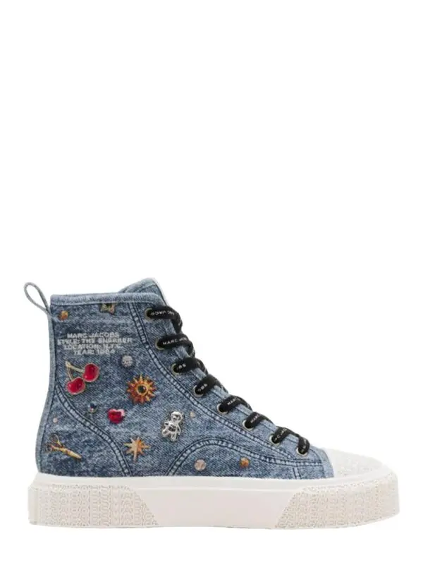 Marc Jacobs Embellished Denim High-top Sneakers - Multicolor