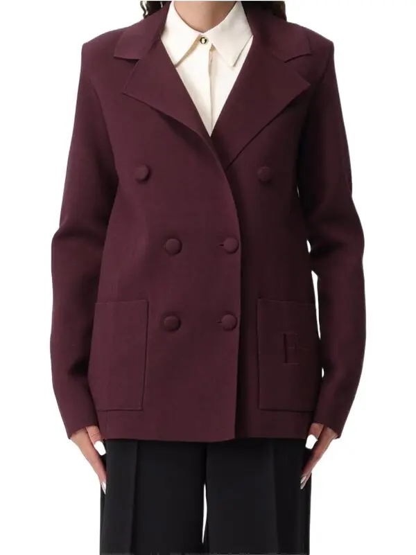 Elisabetta Franchi Double-breasted Knit Jacket With Embroidery - Black