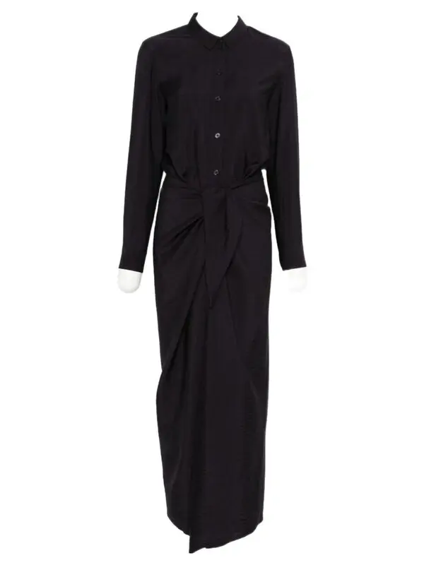 Emporio Armani Long Sleeve Tie-front Shirt Dress - Blue