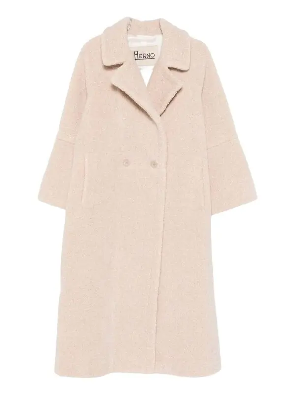 Herno Double-breasted Long Coat - Nude