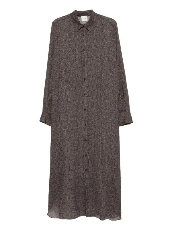 ALYSI Pattern Ramie Midi Dress - Black