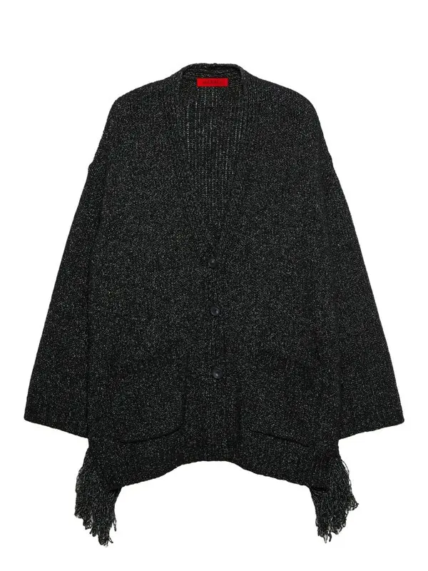 MAXCO. Max&co. V-neck Long Sleeve Knitwear With Tassel Details - Black