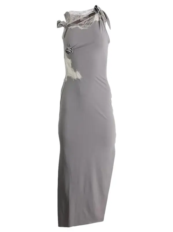 Coperni Lace Detail Sleeveless Midi Dress - Gray