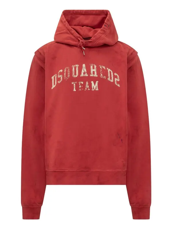 Dsquared2 Distressed Hoodie - Red