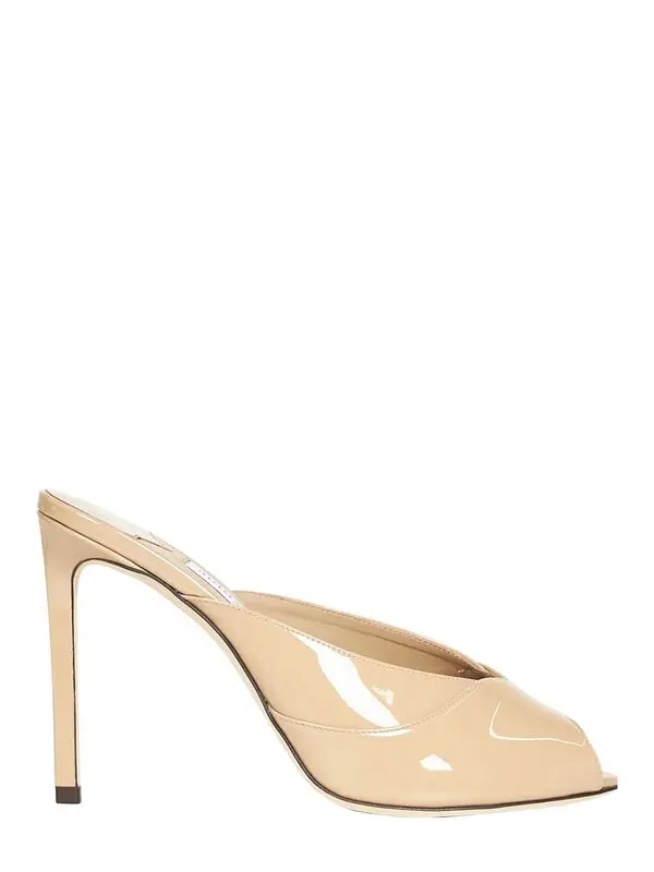 JIMMY CHOO Brigitte Patent Leather Slip-on Mules - Nude