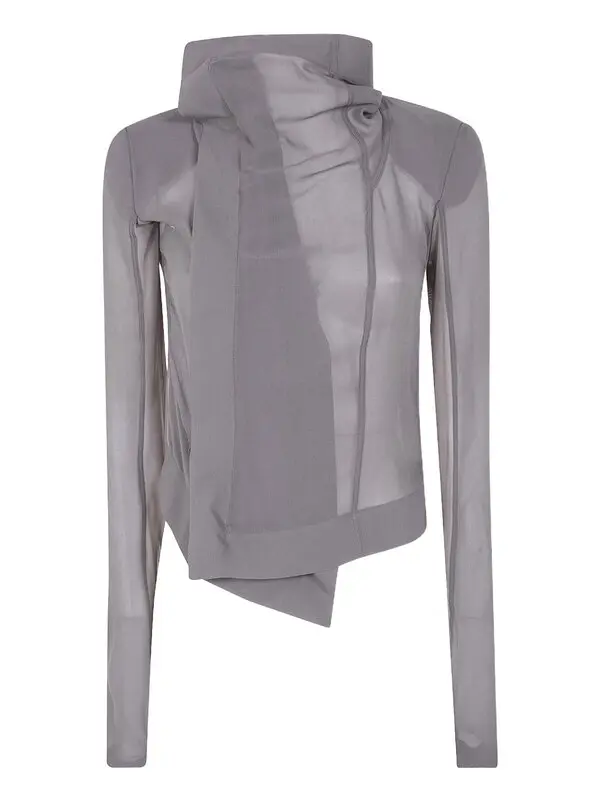 Rick Owens Asymmetrical High Neck Biker Jacket - Gray