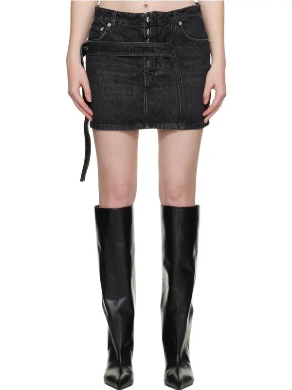 JEAN PAUL GAULTIER Low Rise Denim Mini Skirt - Black