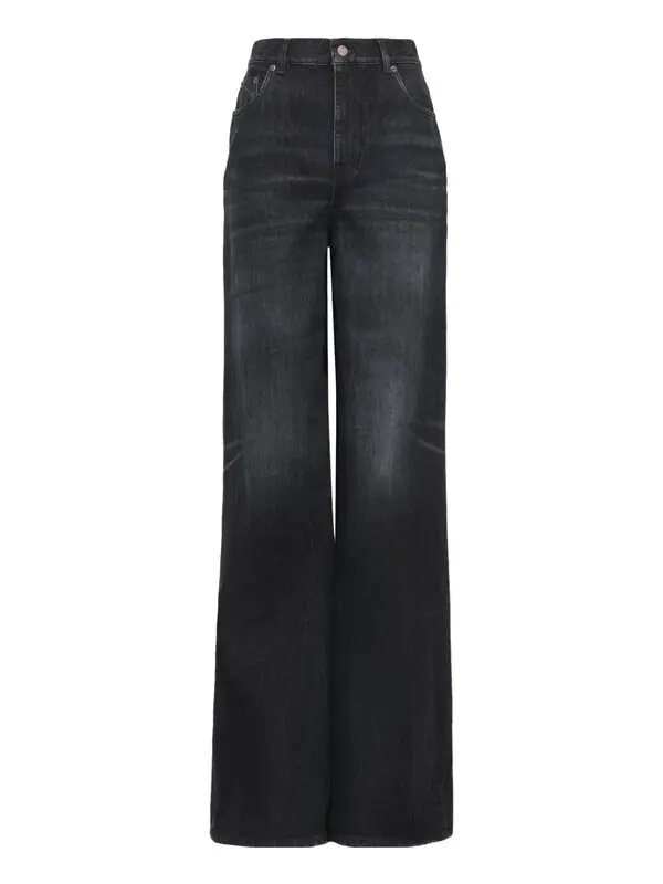 Chloé Logo Patch Wide-leg Jeans - Agate Black