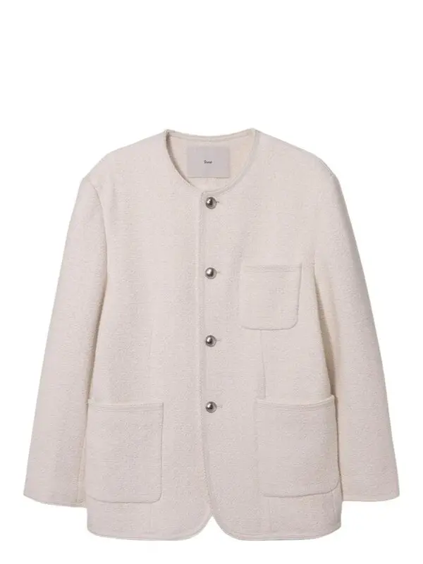 DUNST Crew Neck Pocket Jacket - Cream