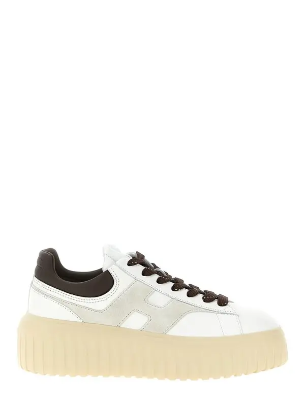 Hogan H-stripe Round Toe Sneakers - Nude