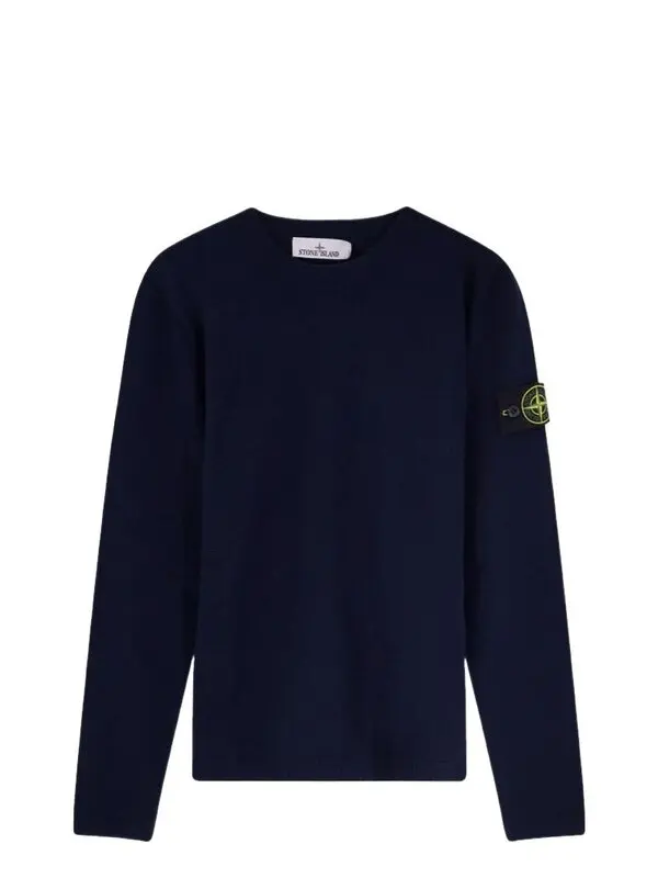 Stone Island Crewneck Sweatshirt With Removable Logo Patch - Blue