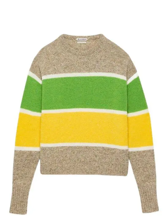 J.W.ANDERSON Contrast Striped Crew Neck Jumper - Beige Melange