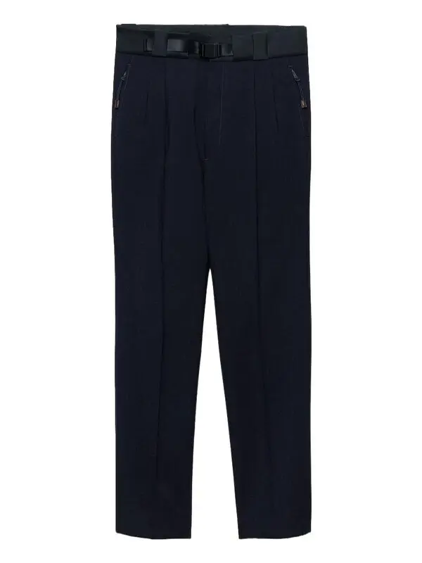 Prada Wool Pants With Technical Details - Navy
