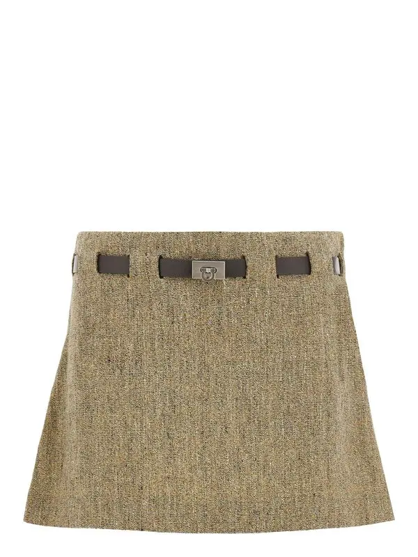 FERRAGAMO Mini Skirt With Gancini Belt - Polychromatic