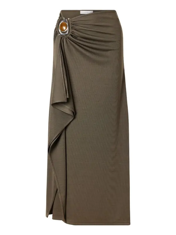 Christopher Esber Embellished Cascade Maxi Skirt - Brown