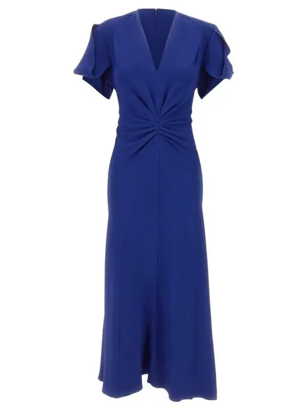 Victoria Beckham Eve Draped Midi Dress - Indigo