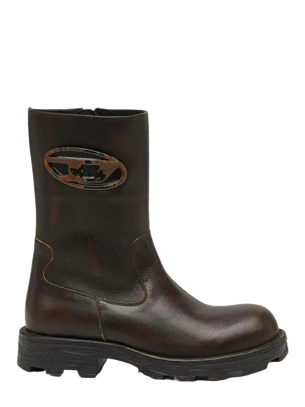 DIESEL® D-hammer Logo-plaque Biker Boots - Brown