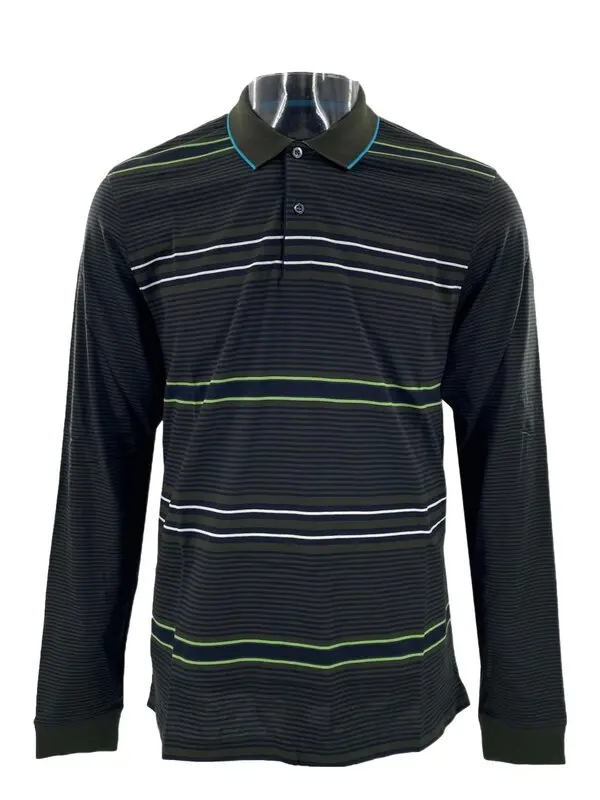 Dunhill Striped Long-sleeved Polo Shirt - Black