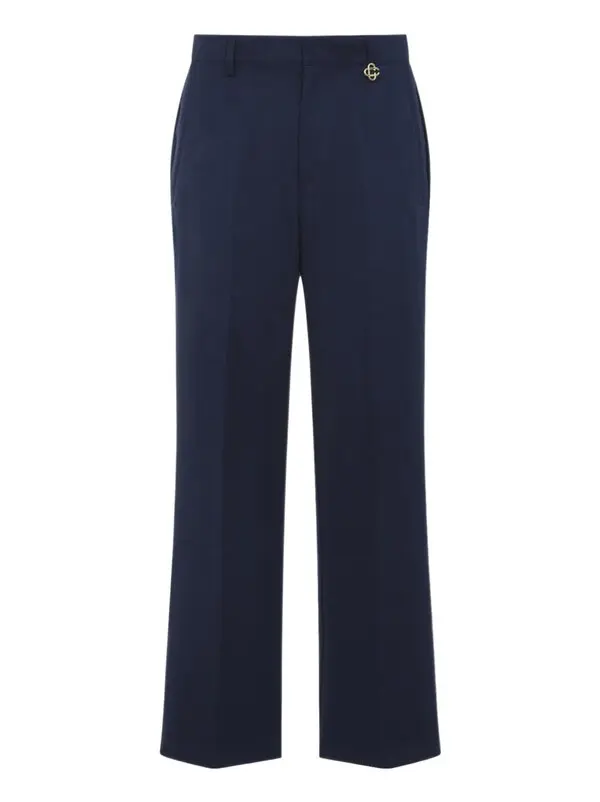Casablanca Logo Plaque Pleated Pants - Navy Monogram