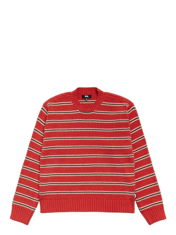 StÜssy Striped Knit Sweater - Brick Red