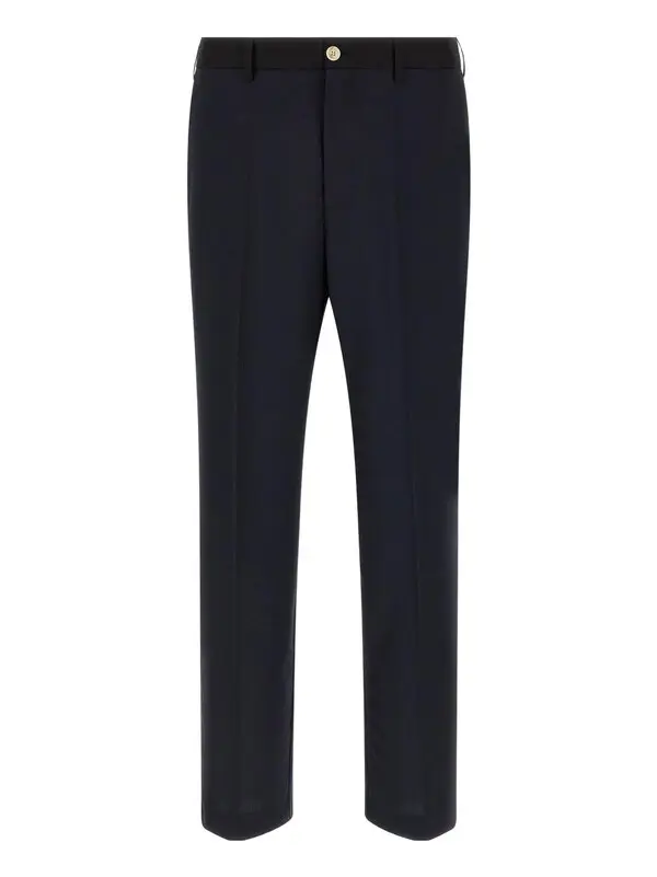 Marni Tropical Two-tone Wool Straight-leg Trousers - Black