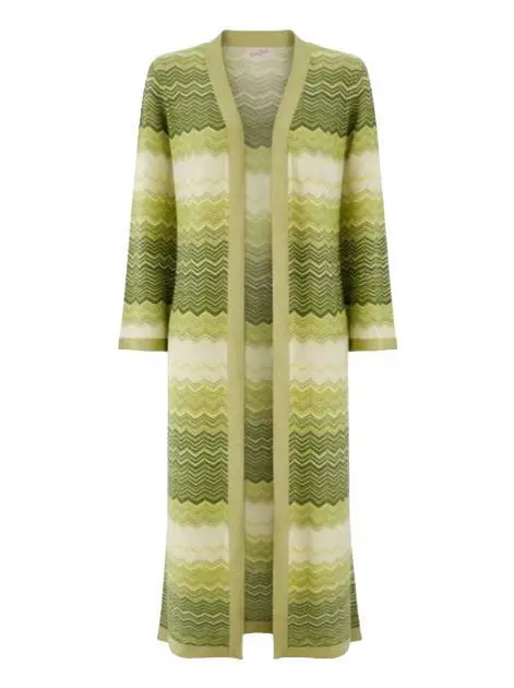 MC2 SAINT BARTH Long Zigzag Knit Cardigan - Green