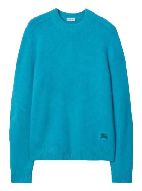 Burberry Crewneck Jumper With Equestrian Knight Design - Atom Blue