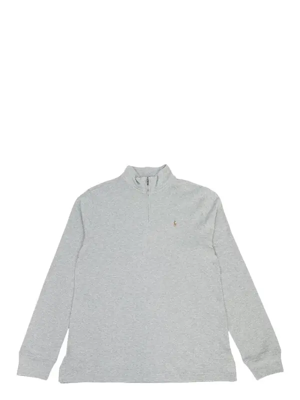 Polo Ralph Lauren Long Sleeve Quarter Zip Polo Shirt With Embroidered Logo - Grey