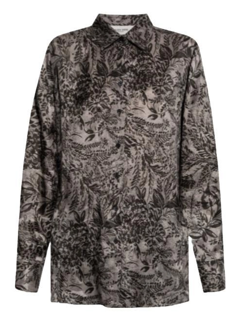 GOLDEN GOOSE Printed Lapel Collar Long Sleeve Shirt - Grey