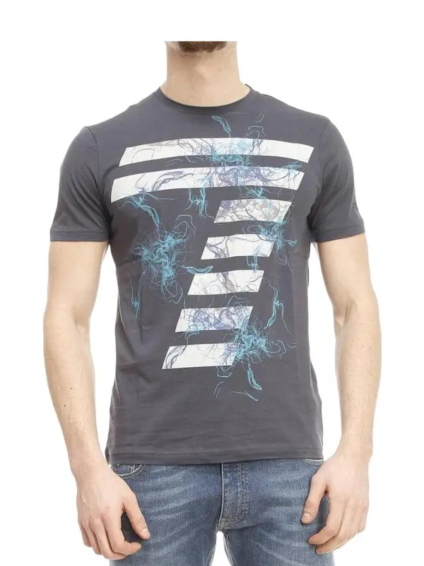 EA7 Dark Gray Logo Round Collar T-shirt - Multicolor
