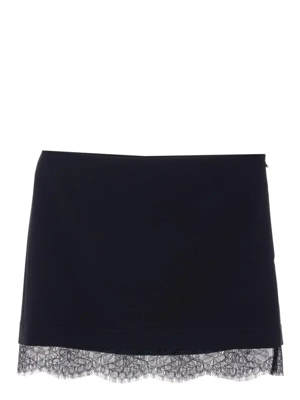 Patrizia Pepe Lace Hem Mini Skirt - Black