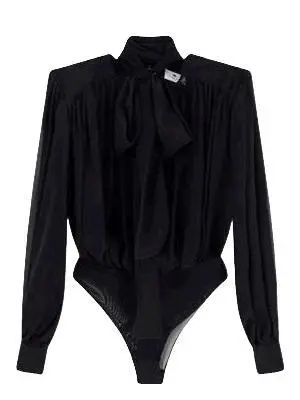 Elisabetta Franchi Georgette Sash Bodysuit - Black