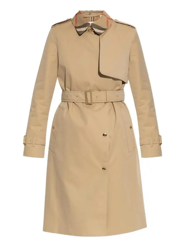 Burberry Checked Belted Waist Trench Coat - Nude
