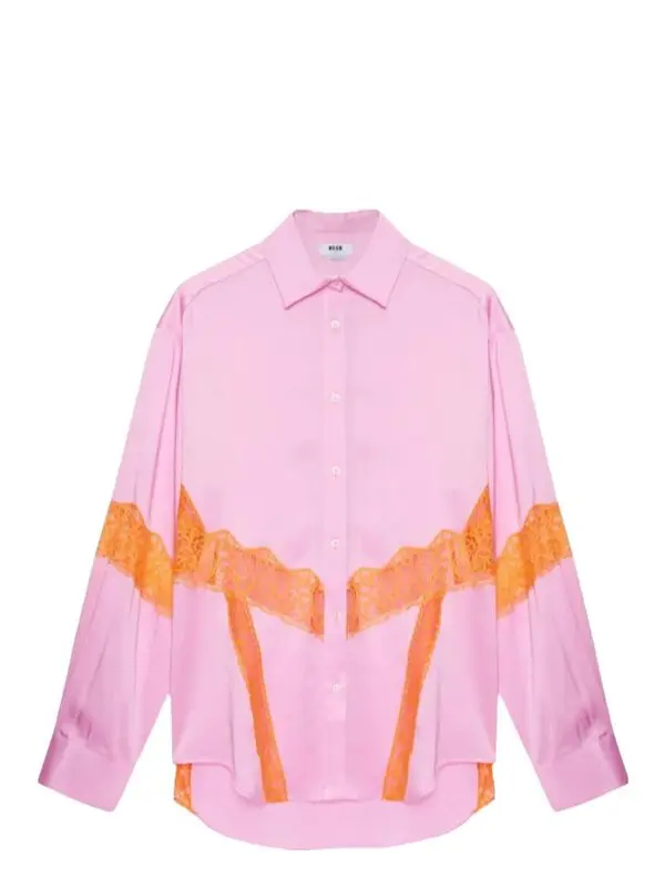 MSGM Lace Paneled Shirt - Pink
