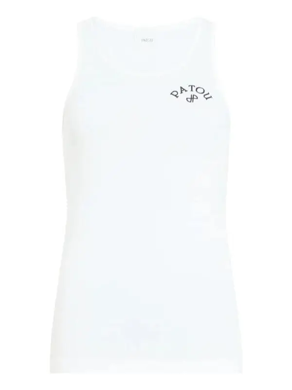 PATOU Logo Print Sleeveless Tank Top - White