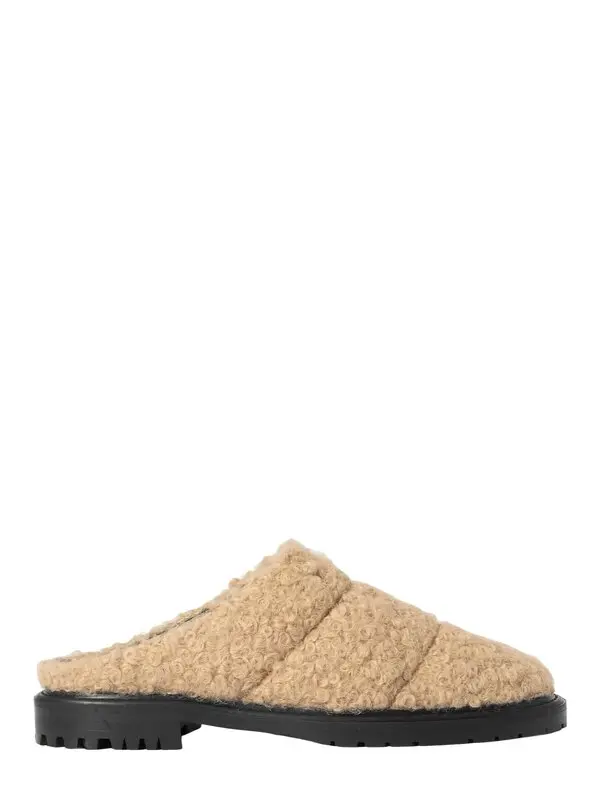 Staud Astro Quilted Faux Shearling Mules - Nude