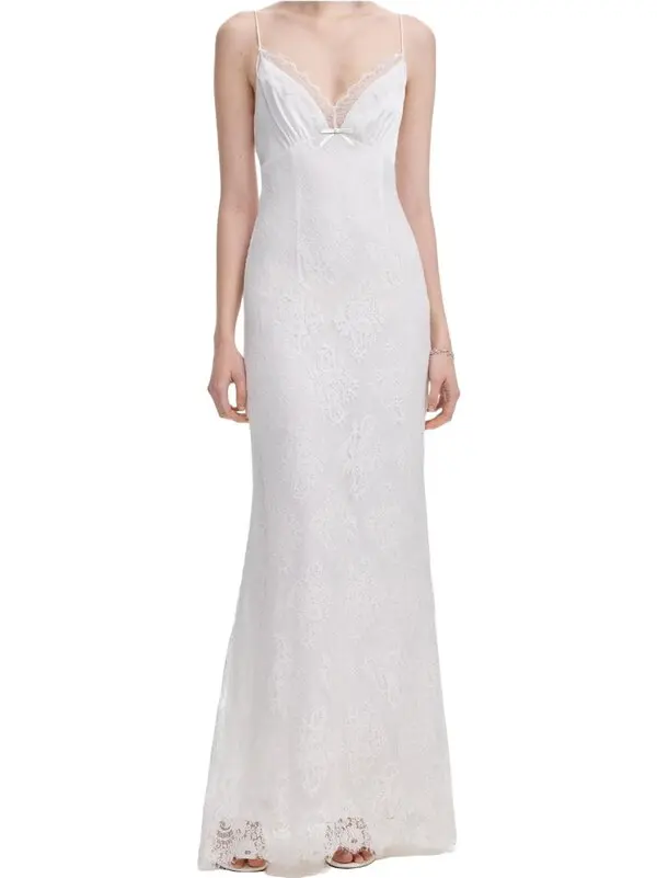 SELF-PORTRAIT Lace Embroidered Maxi Dress - White