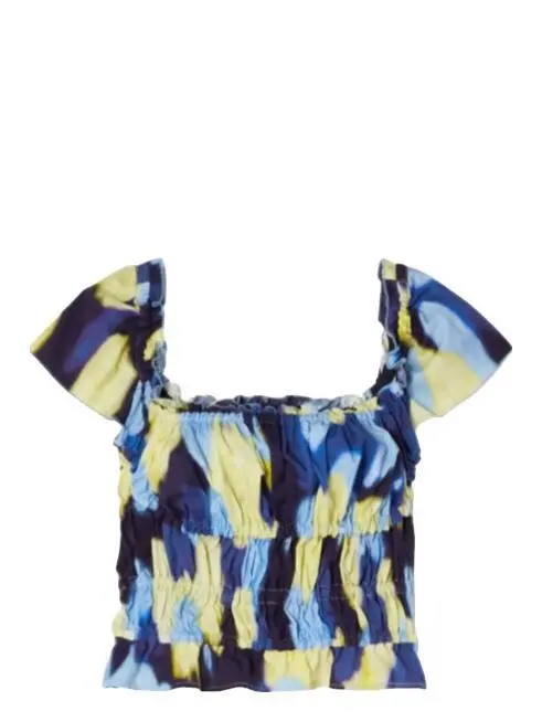 Altuzarra Printed Puff Sleeve Top - Blue