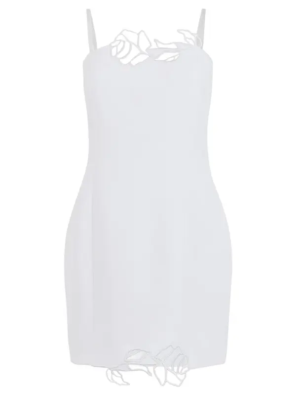 Blumarine Floral Embroidered Mini Dress - White
