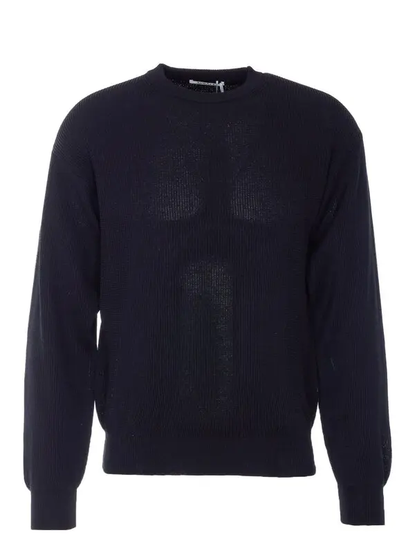 Auralee Long Sleeve Ribbed Knit Top - Black