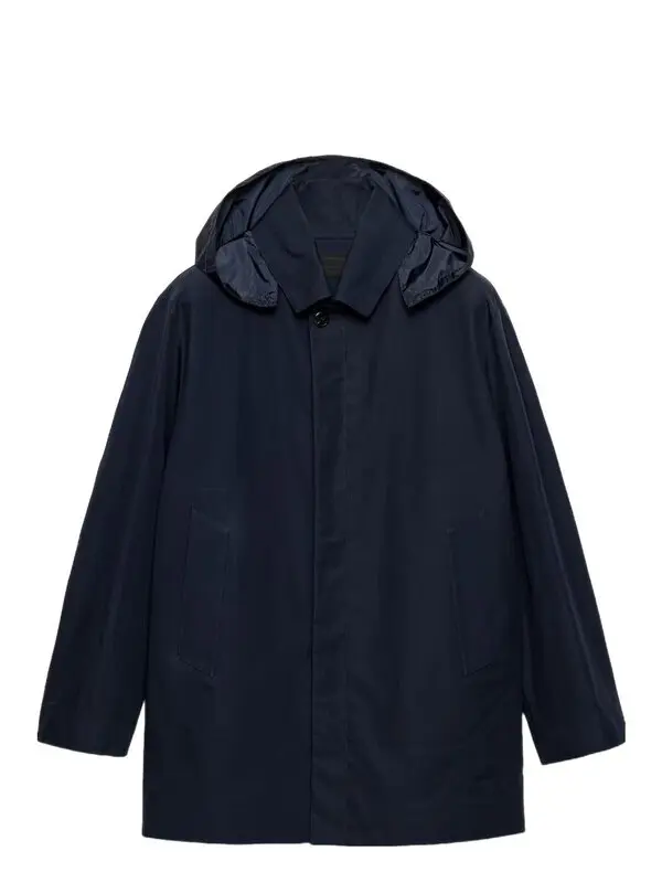 Prada Long-sleeved Coat With Hood - Blue