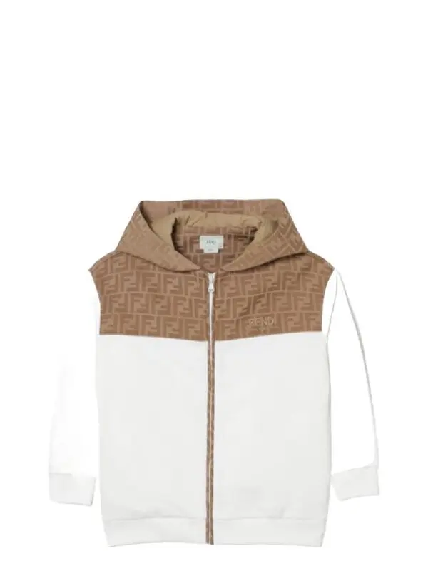 Fendi Hooded Zip-up Sweatshirt - White